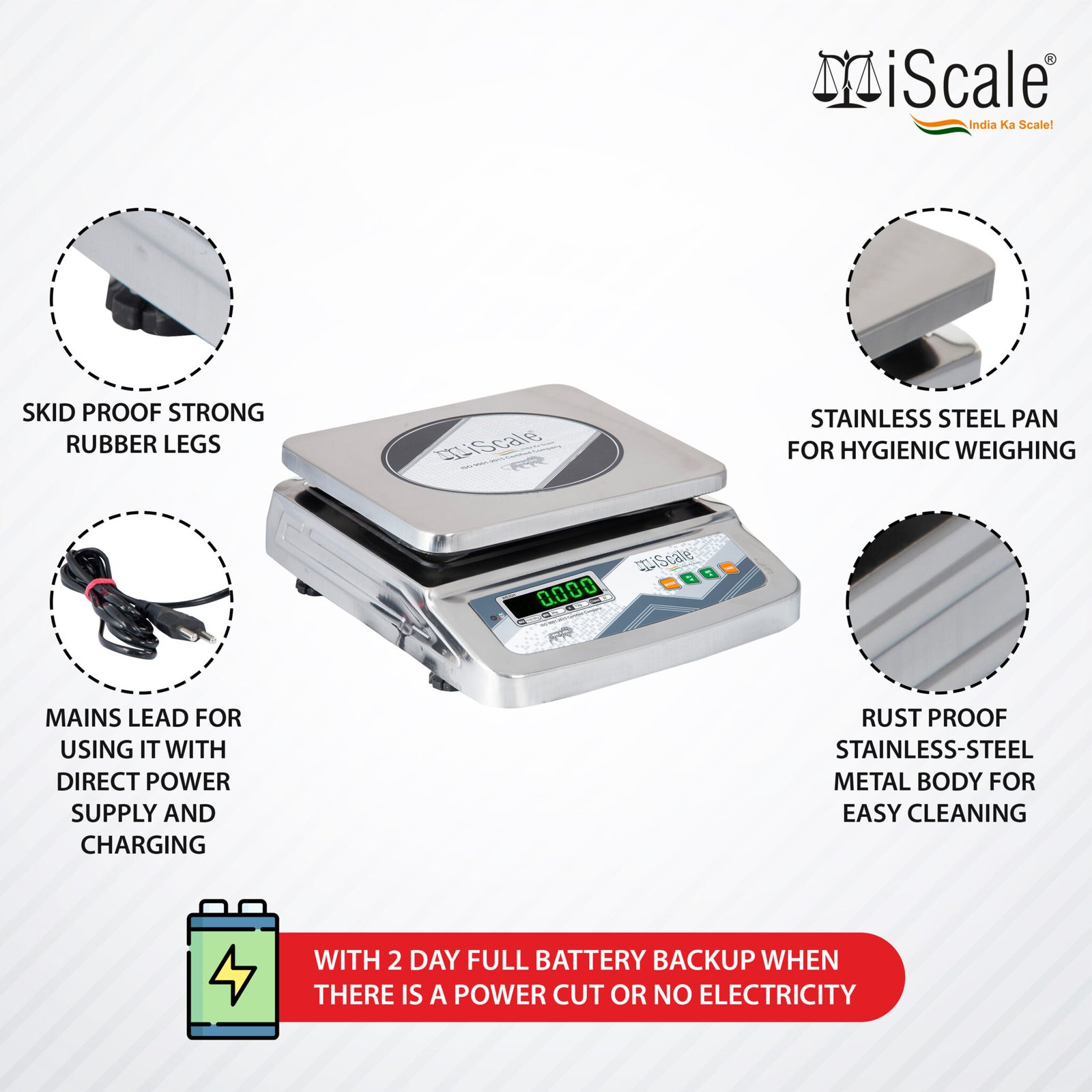 iScale i-07 Weight Capacity 30kg x 1g Stainless Steel Digital Weighing ...