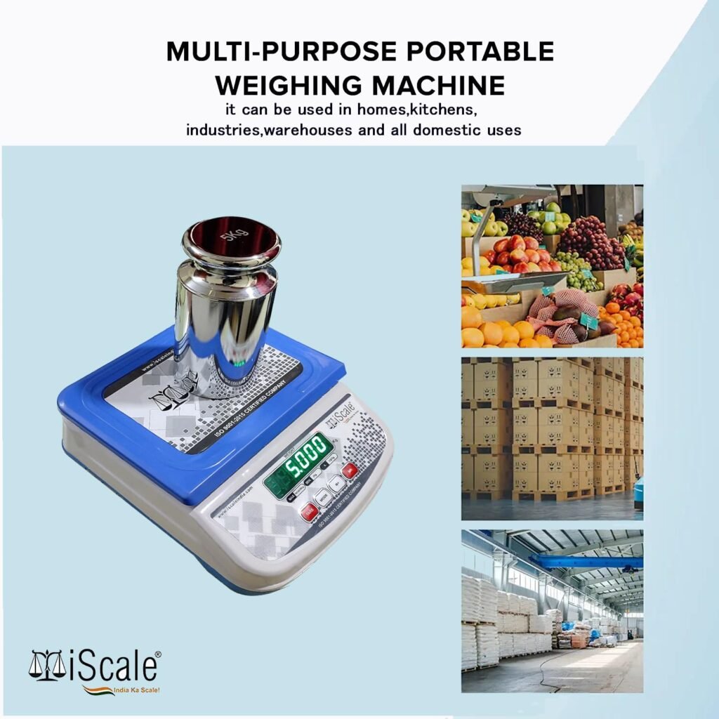 iScale Go-Lite, 30kg x 1g, Small pan size 21.5×16.5cm, Best Suitable for 5-10kg, Domestic All ...