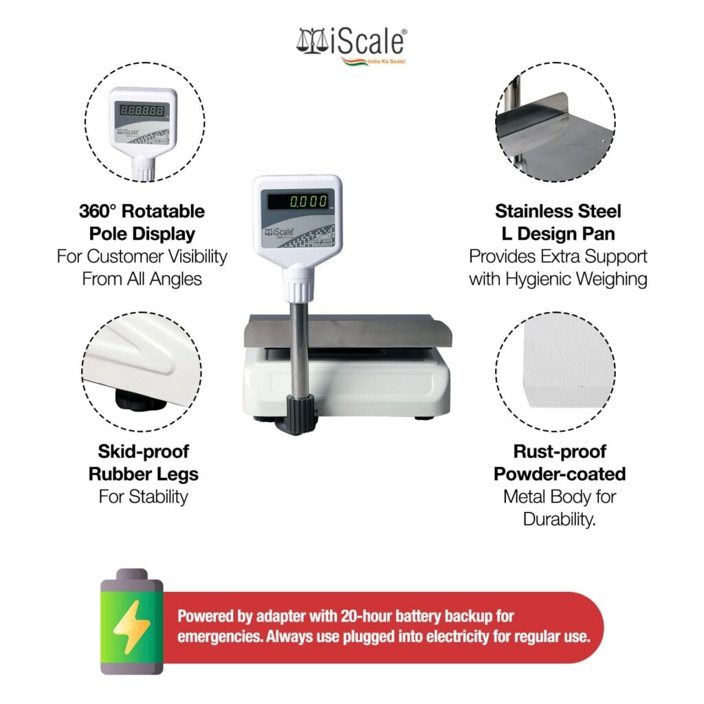 iScale i-05L: 30kg x 1g Commercial Weighing Scale with Front & Pole ...